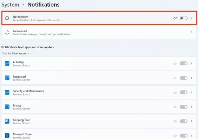 How to turn off notifications in Windows 10/11