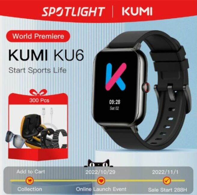 Buy Kumi KU6 Smartwatch for $25 only on November 1-12