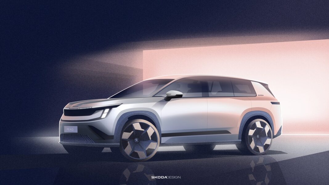 Škoda ukazuje prvé náčrty nového sedemmiestneho SUV Peaq - Root-Nation.com